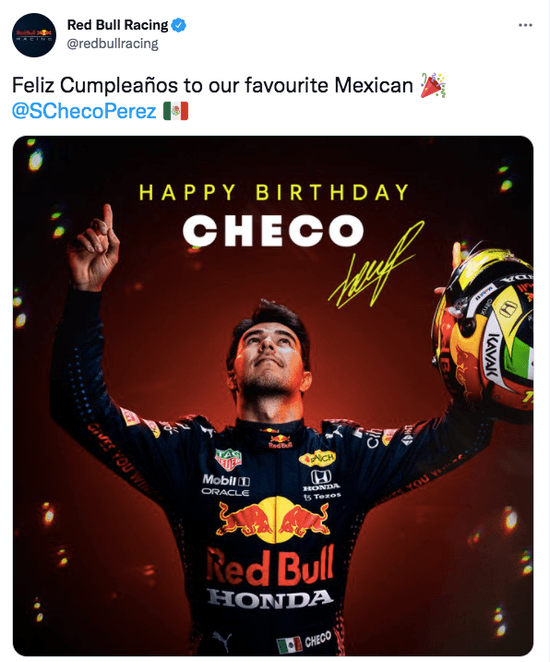‘Checo’ Pérez cumple años y Max Verstappen le canta “happy birthday ...