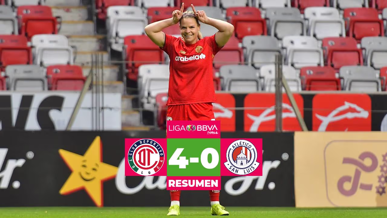 Resumen | Doblete de Le Sommer y Toluca golea al San Luis | TUDN Liga ...