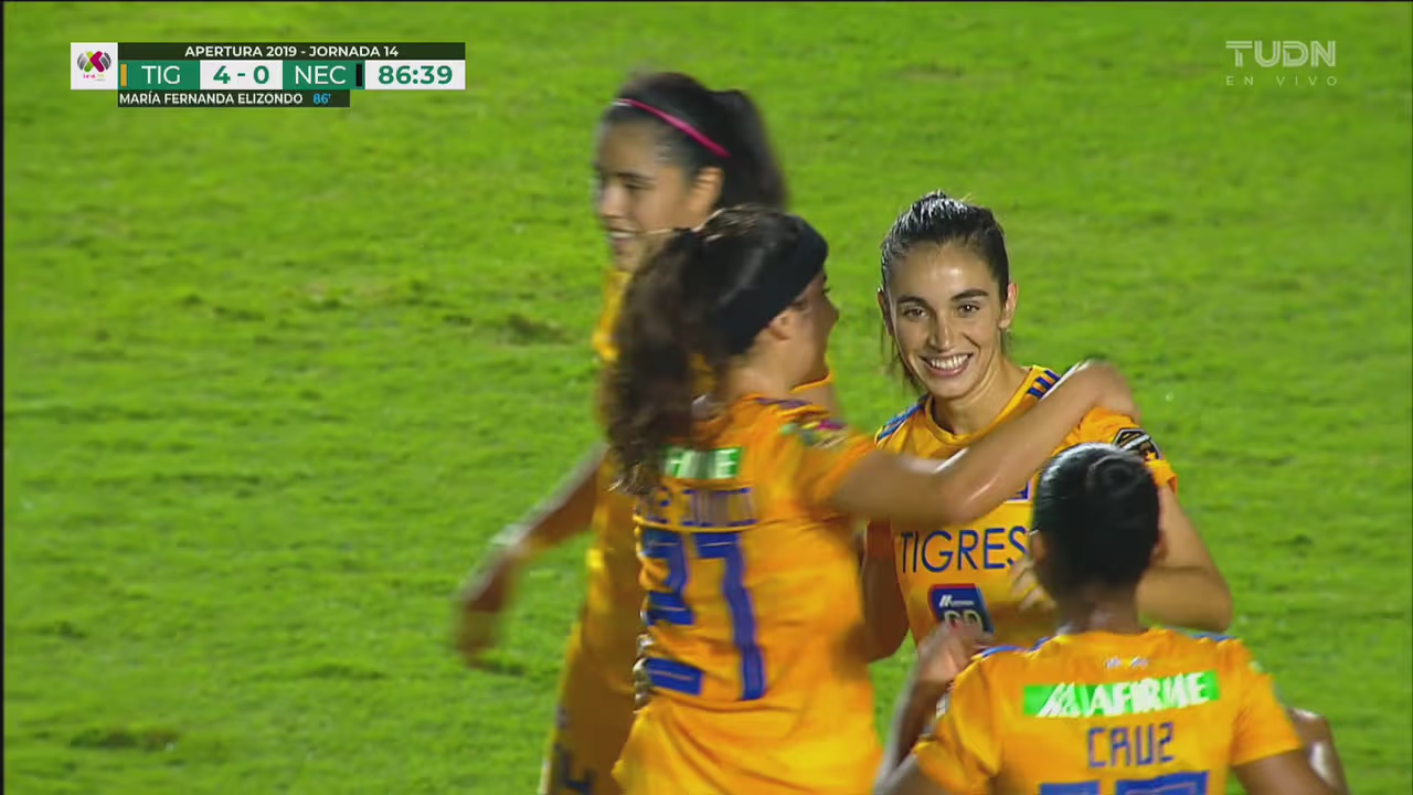 Gol de Tigres: María Fernanda Elizondo marca el 4-0 sobre Necaxa | TUDN ...