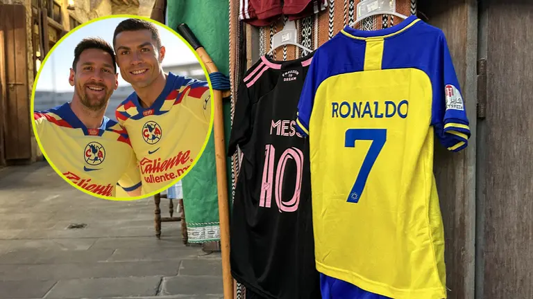 Messi y Cristiano posan con la playera del América previo a la Final de ...