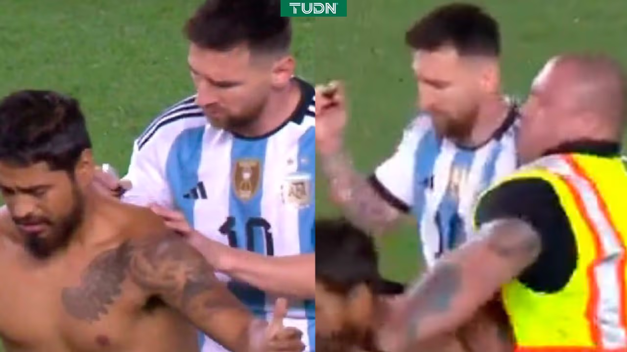Fan de Messi invade la cancha y le pide que le autografíe la espalda ...