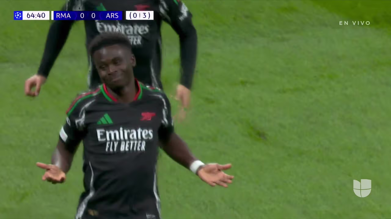 ¡Gol del Arsenal! Saka enmienda su error y pone el 1-0 con jugada ...