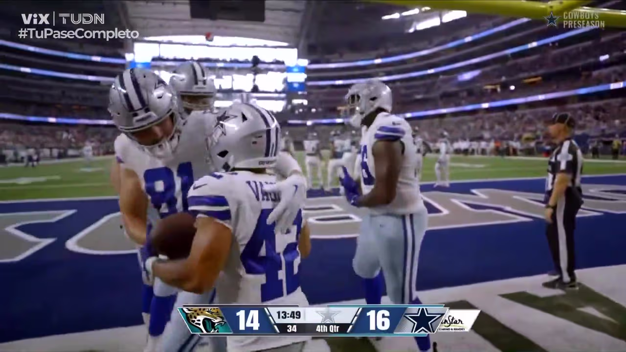 Dallas le da la vuelta con un touch down de Vaughn | TUDN NFL | TUDN