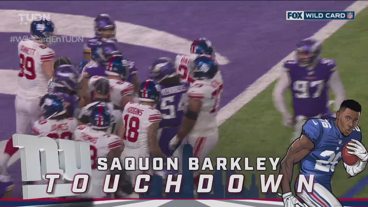 ¡Pura potencia! Barkley se lleva por delante al liniero y anota | TUDN ...